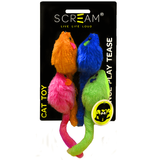Scream MULTI-COLOURED MICE CAT TOY 4pk – Upmarket Pets Melbourne